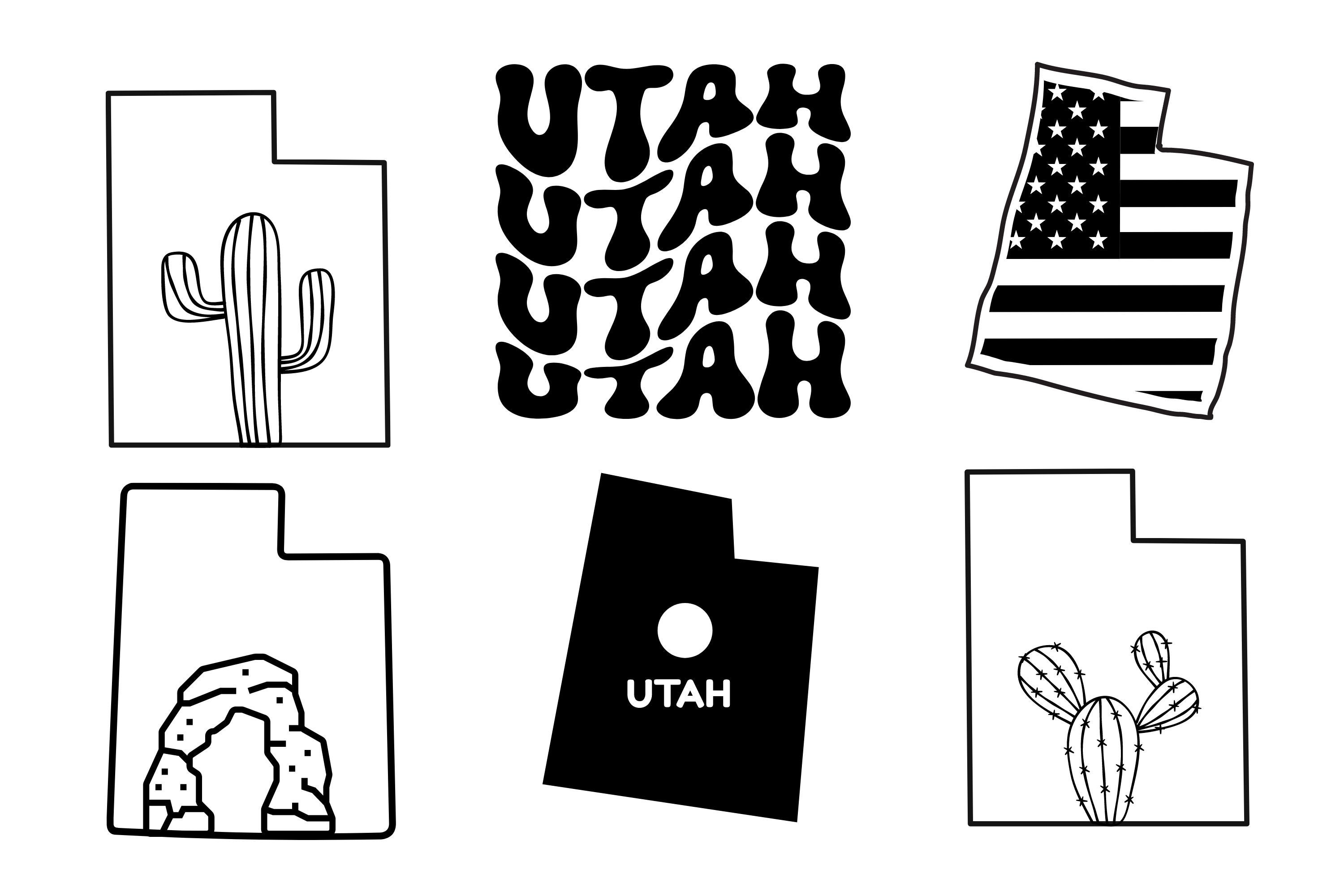Utah State Outline Themed SVG Bundle T-shirt Designs Laser Files ...