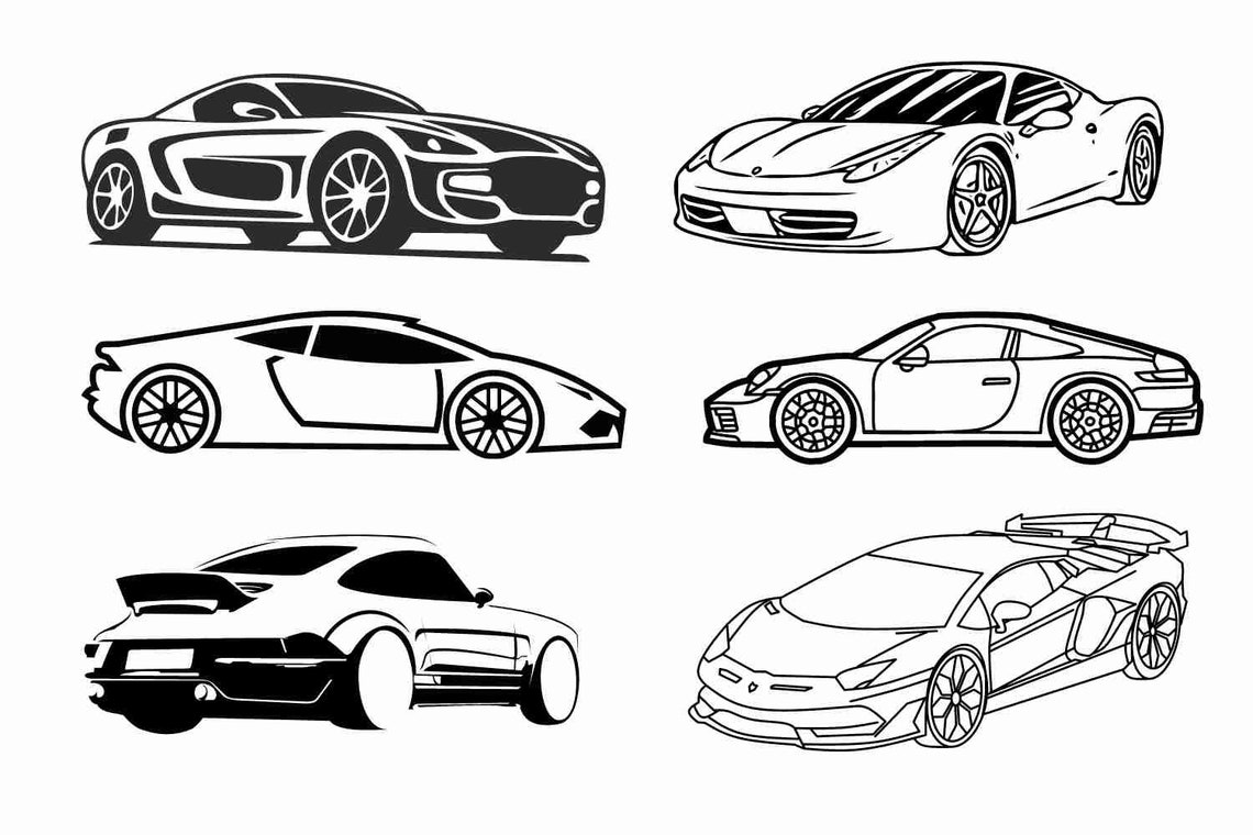 Sports Car Themed Theme SVG Bundle Vintage Classic Cars Multiple File ...