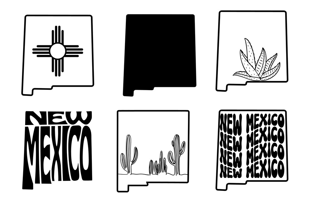 New Mexico State Outline Themed SVG Bundle Designs Laser Files Multiple ...