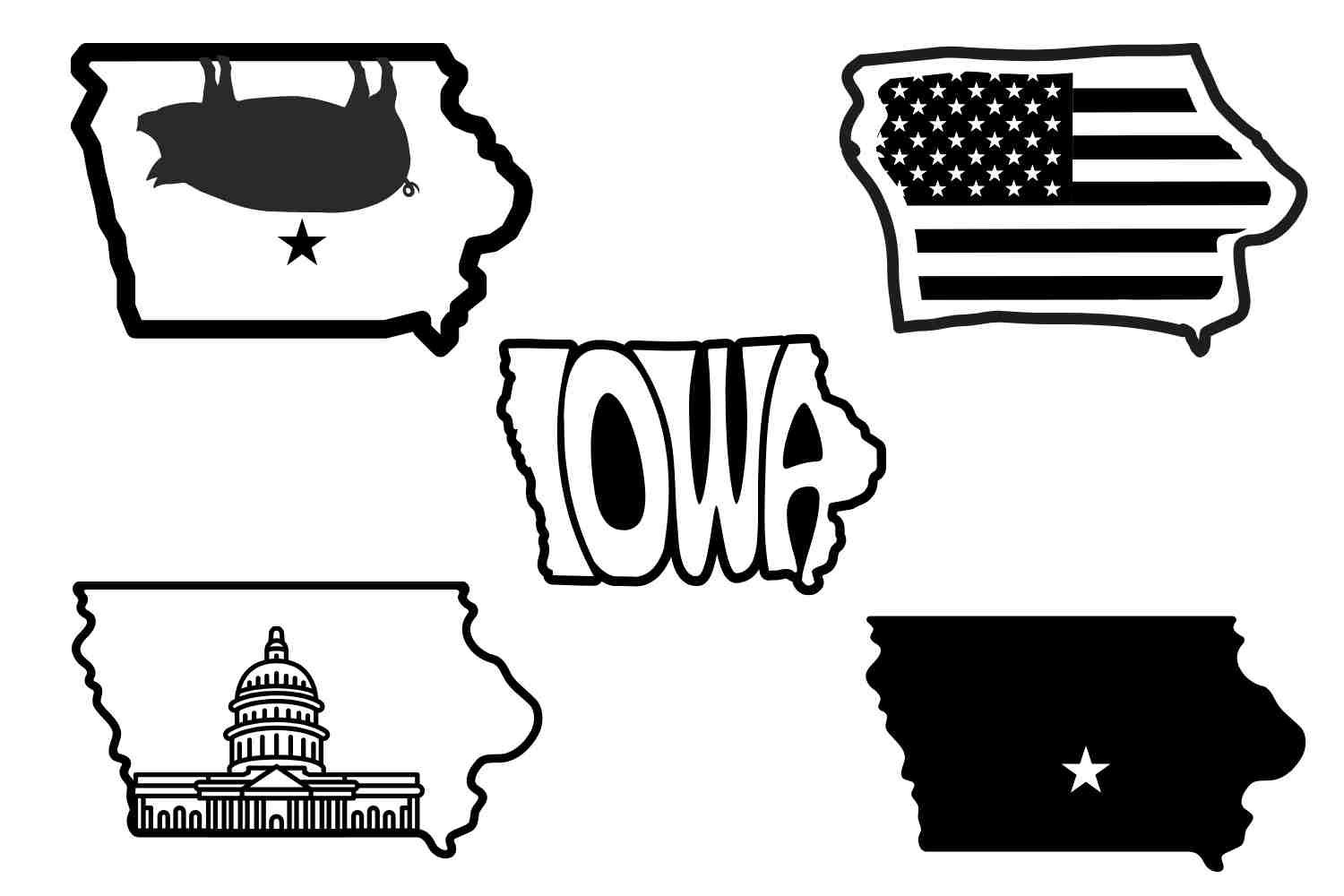 Iowa State Outline Themed SVG Bundle Laser Files Cricut Multiple ...