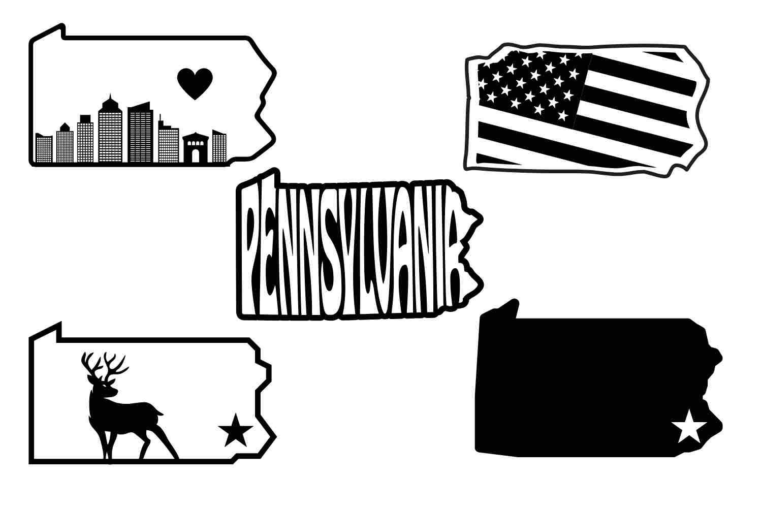Pennsylvania State Outline Themed SVG Bundle Laser Files - Etsy
