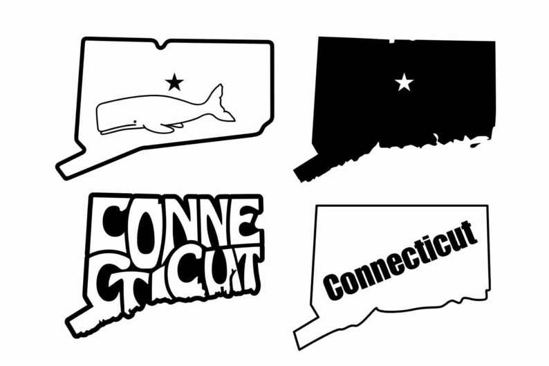 Connecticut State Outline Themed SVG PNG Bundle Laser Files Cricut ...