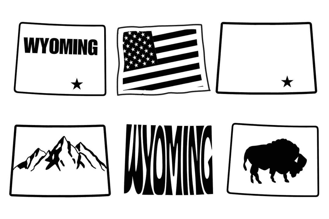 Wyoming State Outline Themed SVG Bundle Designs Laser Files Multiple ...