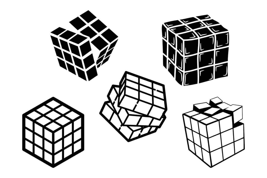 Rubiks Cube Black and White SVG PNG Bundle Designs Laser Files ...