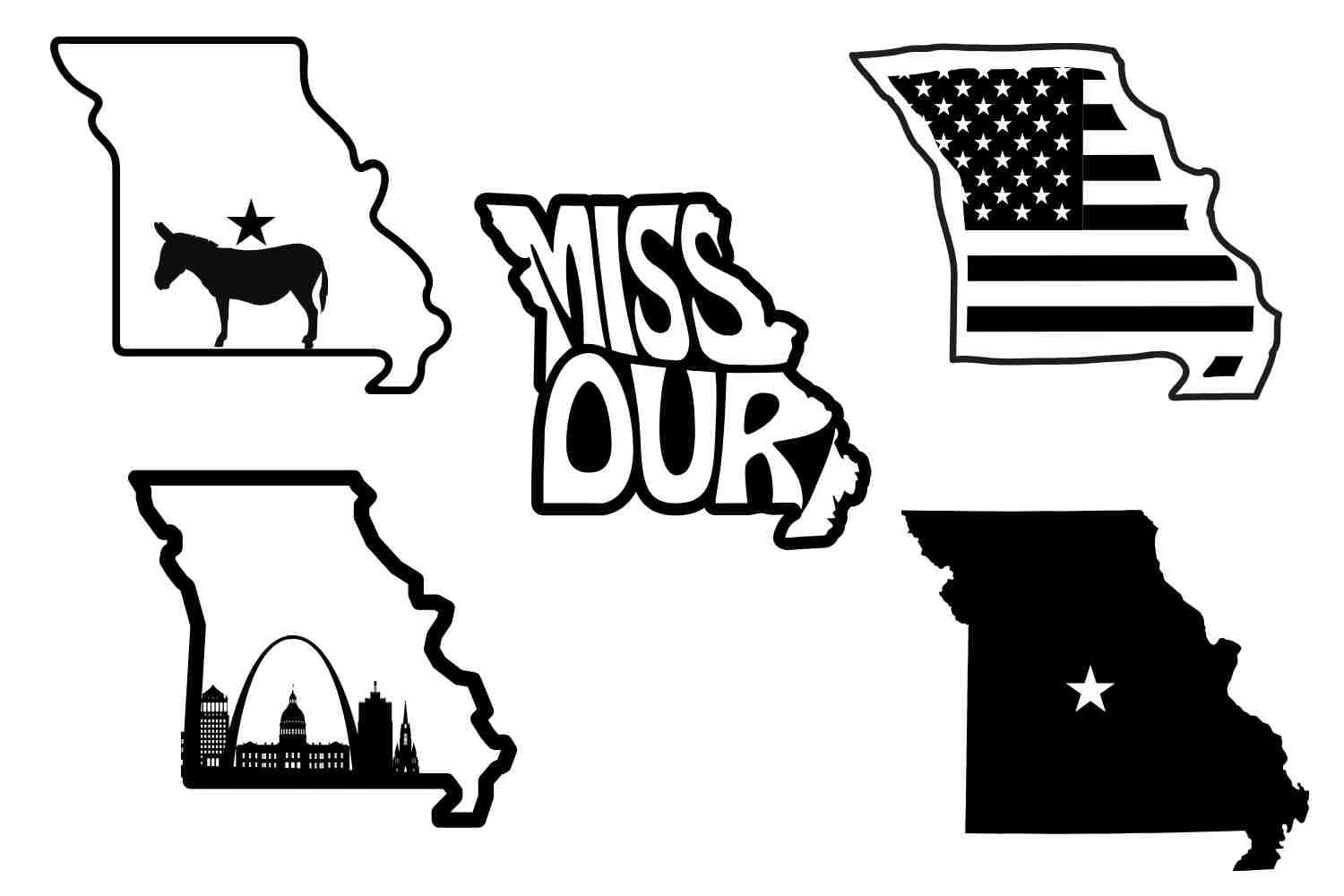 Missouri State Outline Themed SVG Bundle Laser Files Cricut Multiple ...
