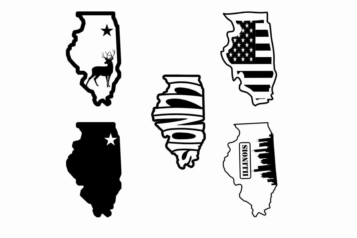 Illinois State Outline Themed SVG Bundle Laser Files Cricut Multiple ...
