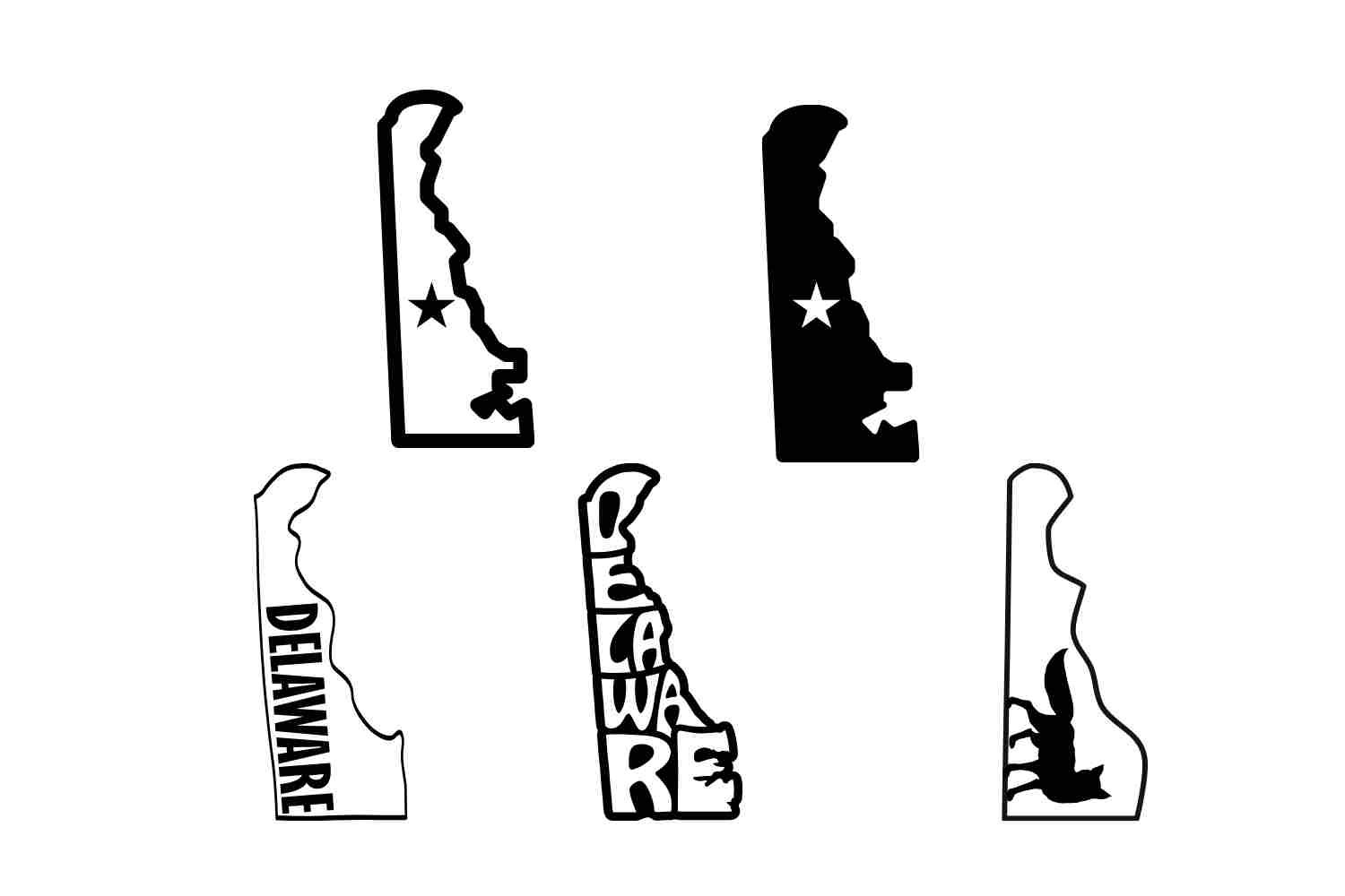 Delaware State Outline Themed SVG PNG Bundle Laser Files Cricut ...
