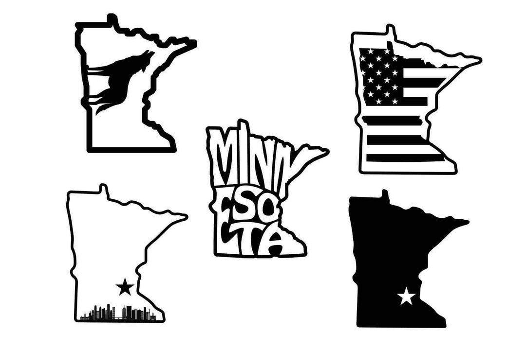 Minnesota State Outline Themed SVG Bundle Laser Files Cricut Multiple ...