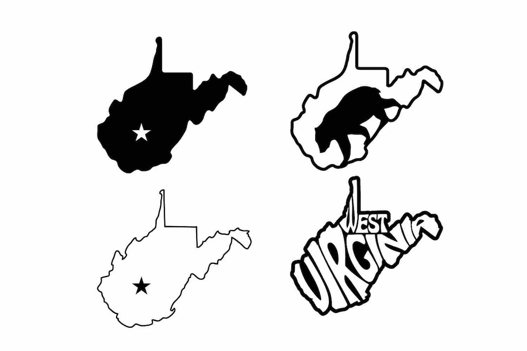 West Virginia Outline Themed SVG PNG Bundle Laser Files Cricut Multiple ...