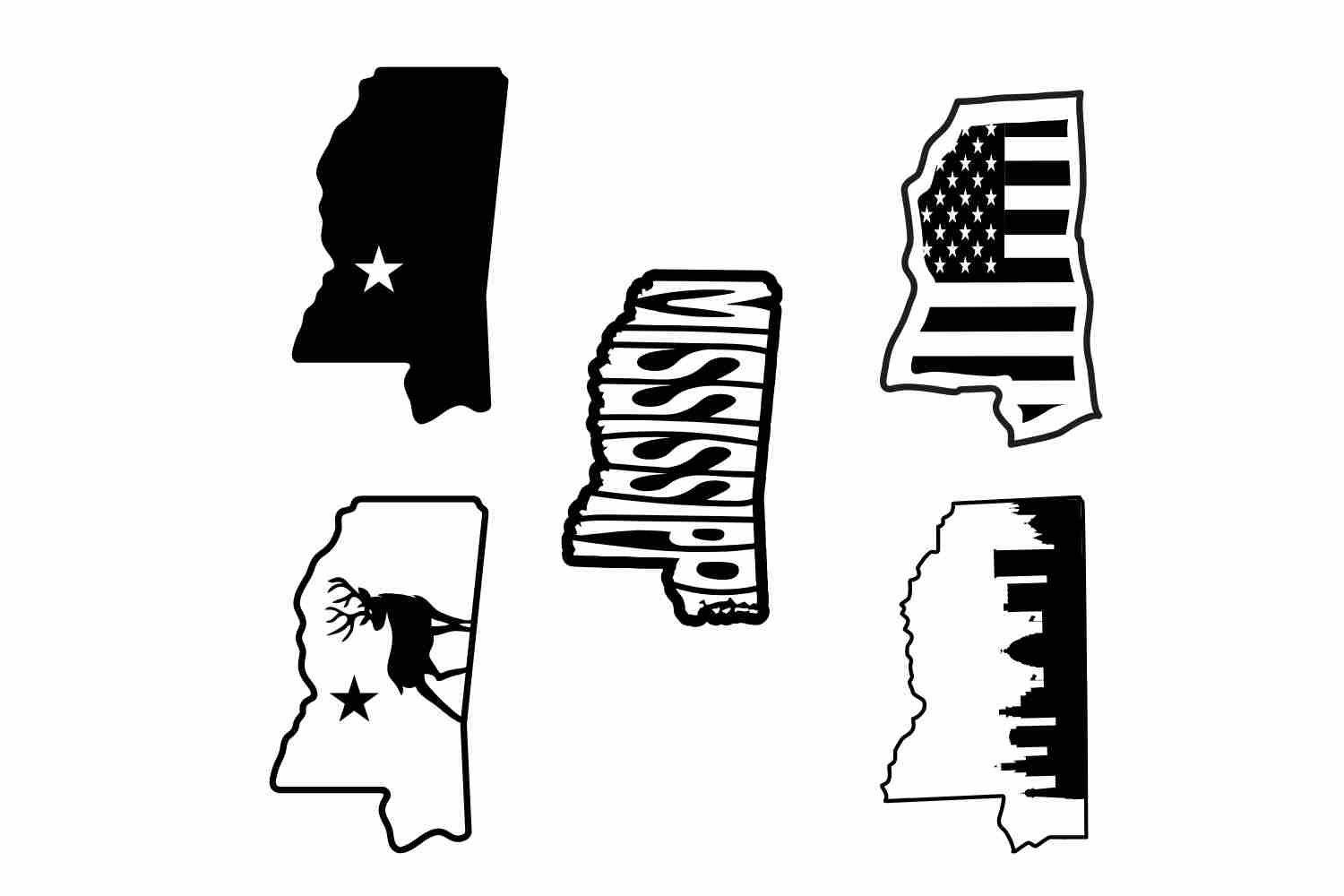 Mississippi State Outline Themed SVG Bundle Laser Files Cricut Multiple ...