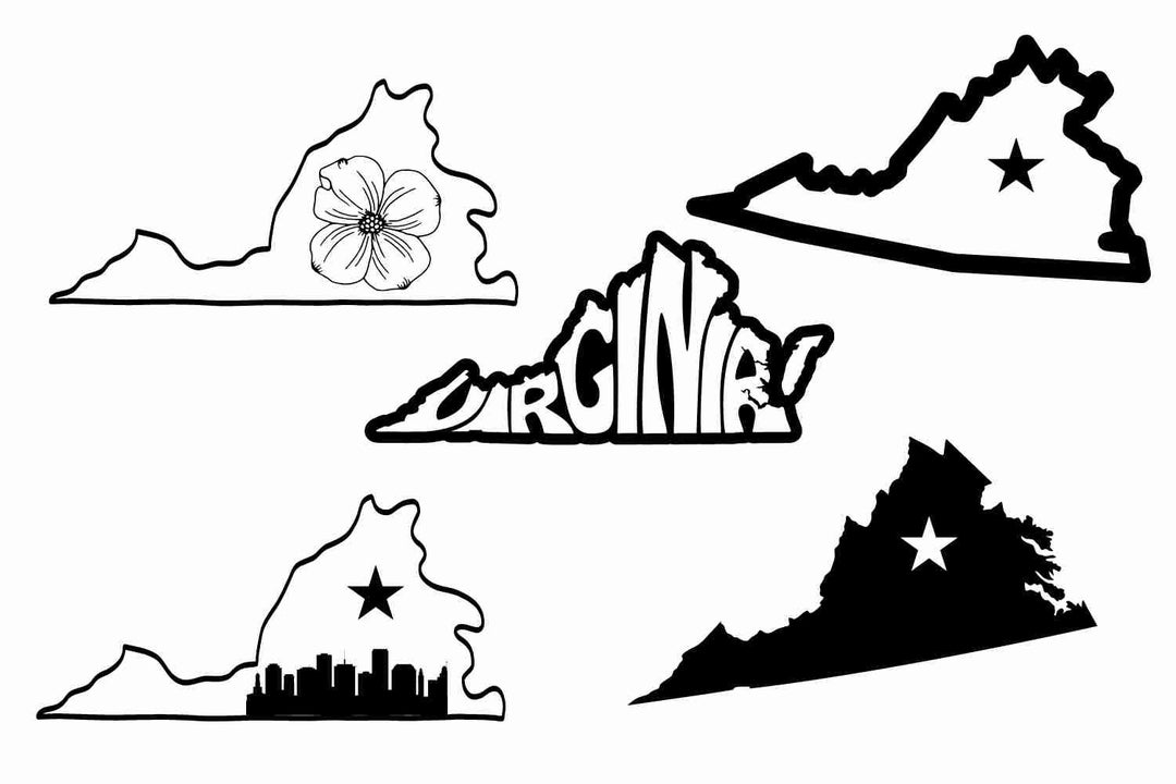 Virginia State Outline Themed SVG Bundle Designs Laser Files Multiple ...