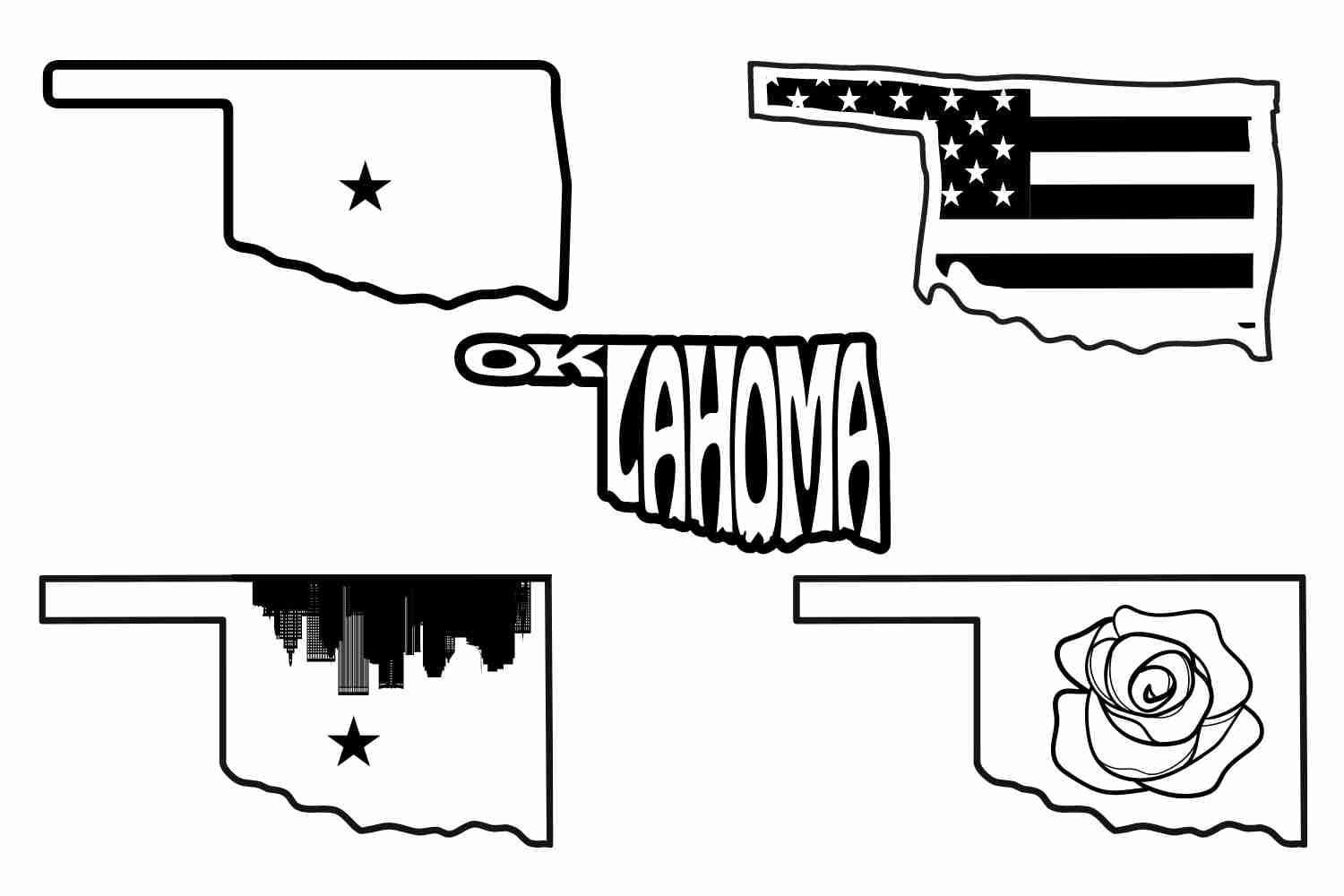 Oklahoma State Outline Themed SVG Bundle Designs Laser Files Multiple ...