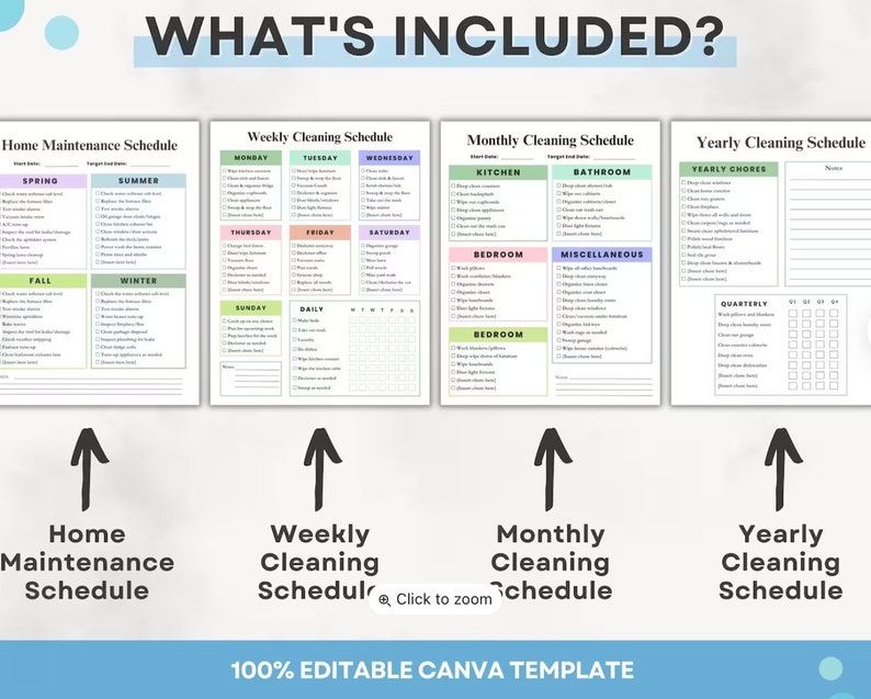 Cleaning Checklist Bundle - Etsy