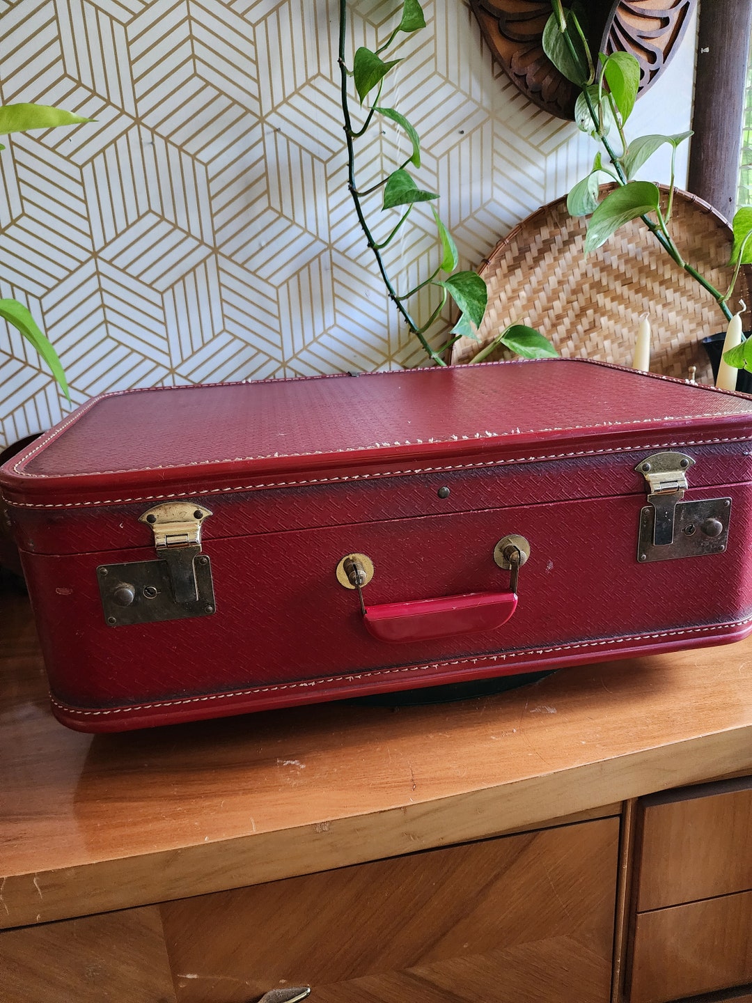Vintage Red Hardshell 21 Retro Suitcase - Etsy