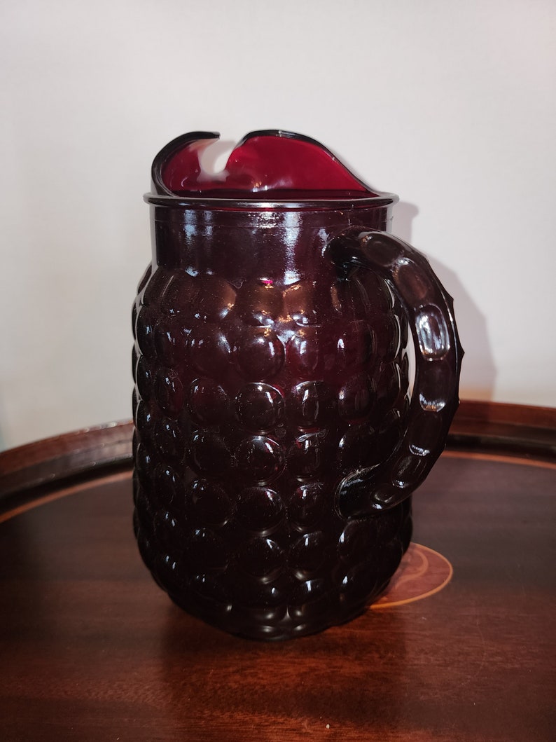 Anchor Hocking Ruby Red Bubble Glass Pitcher - Etsy