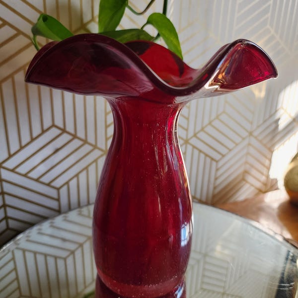 Red Glass Vases - Etsy