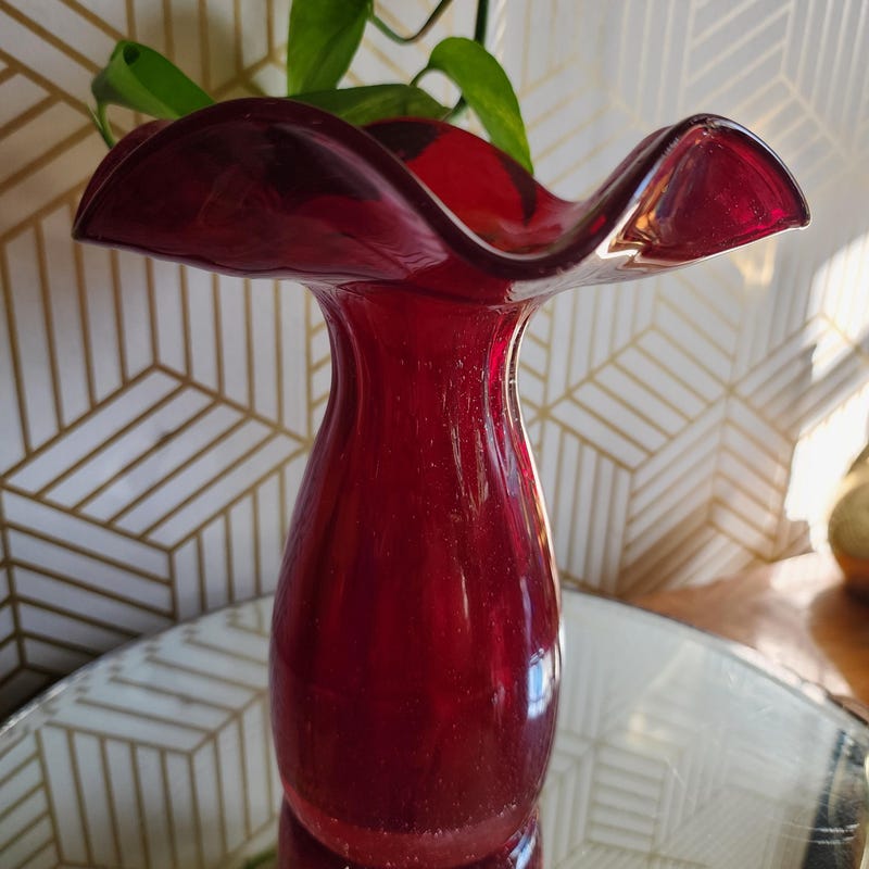 Ruby Red Vase - Etsy