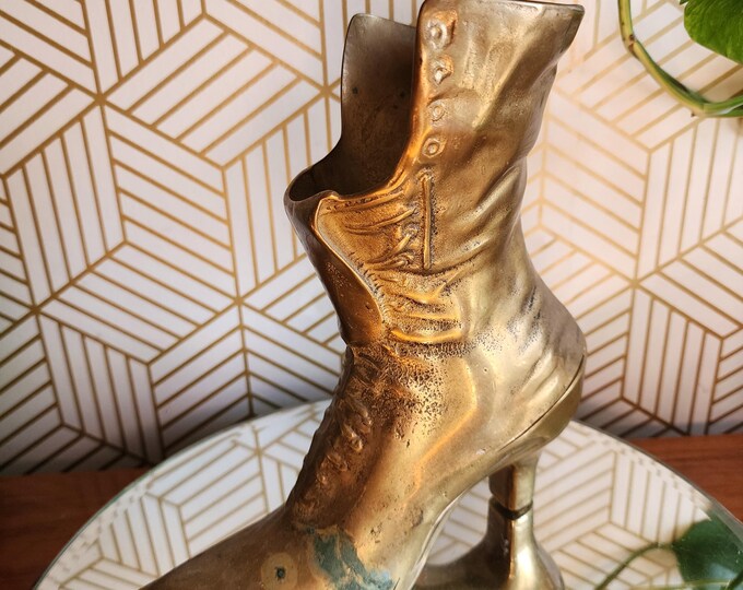 Vintage Brass Victorian Boot Sculpture | Brass Boot Planter - Etsy