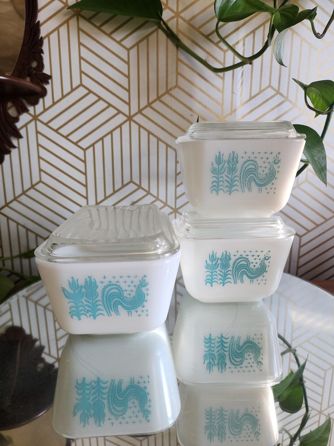 Pyrex Amish Butterprint Refrigerator Dishes, Turquoise Pyrex, #501 #502 ...