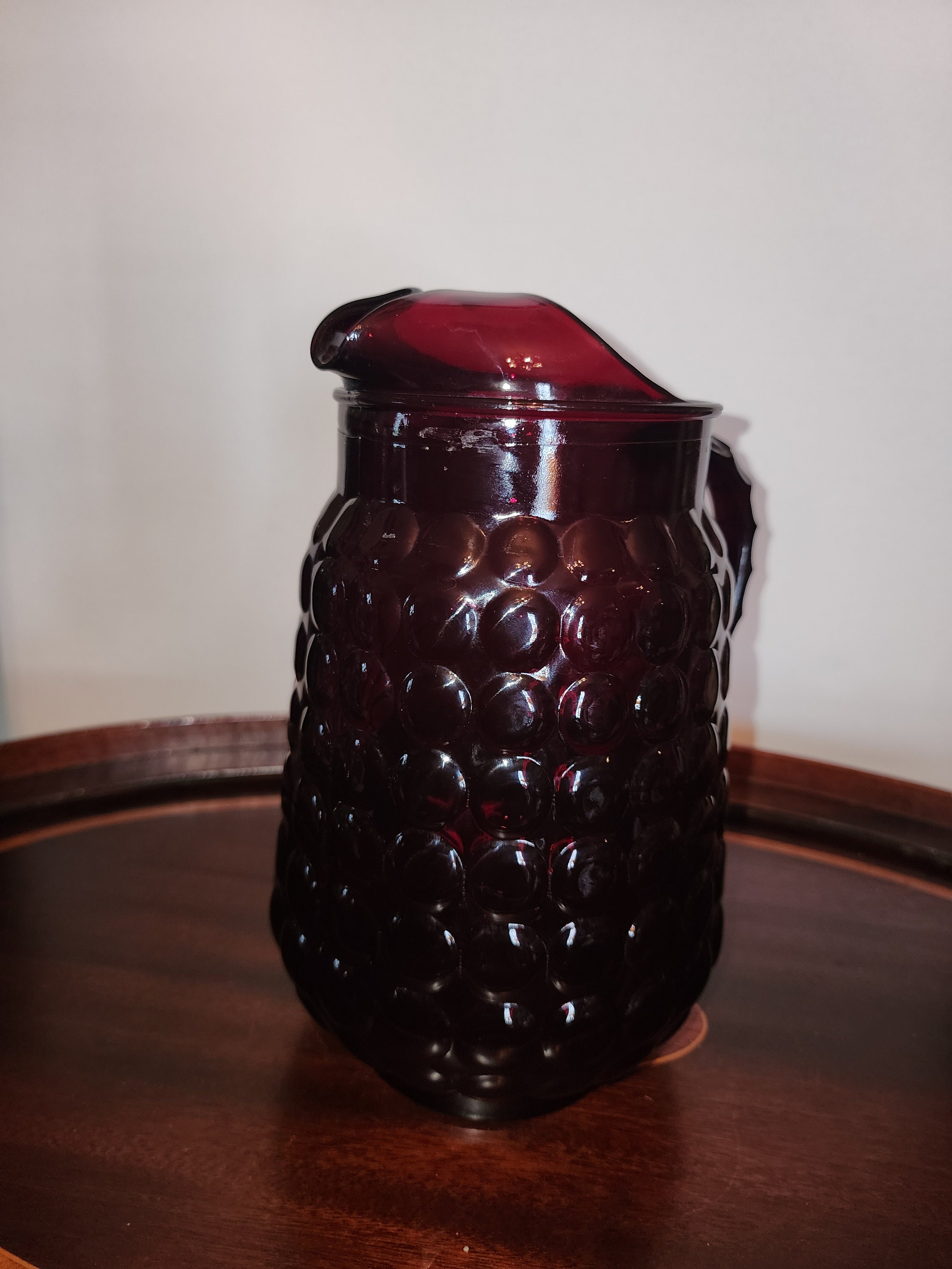 Anchor Hocking Ruby Red Bubble Glass Pitcher - Etsy