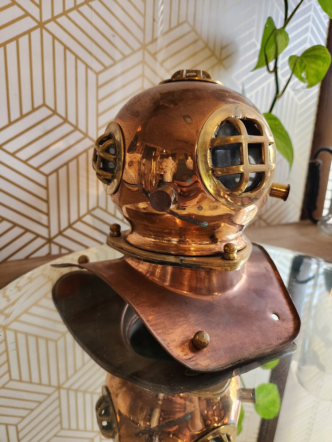 Vintage 1970s Copper and Brass Submariner Scuba Diving Helmet Rolex ...