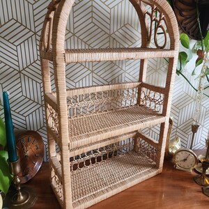 Vintage Arched Wicker and Bamboo Wall Shelf / Tabletop Shelf 24 - Etsy