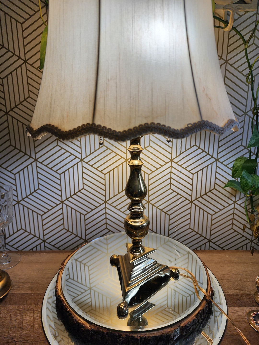 Vintage Brass Clawfoot Pull Chain Table Lamp 24 - Etsy