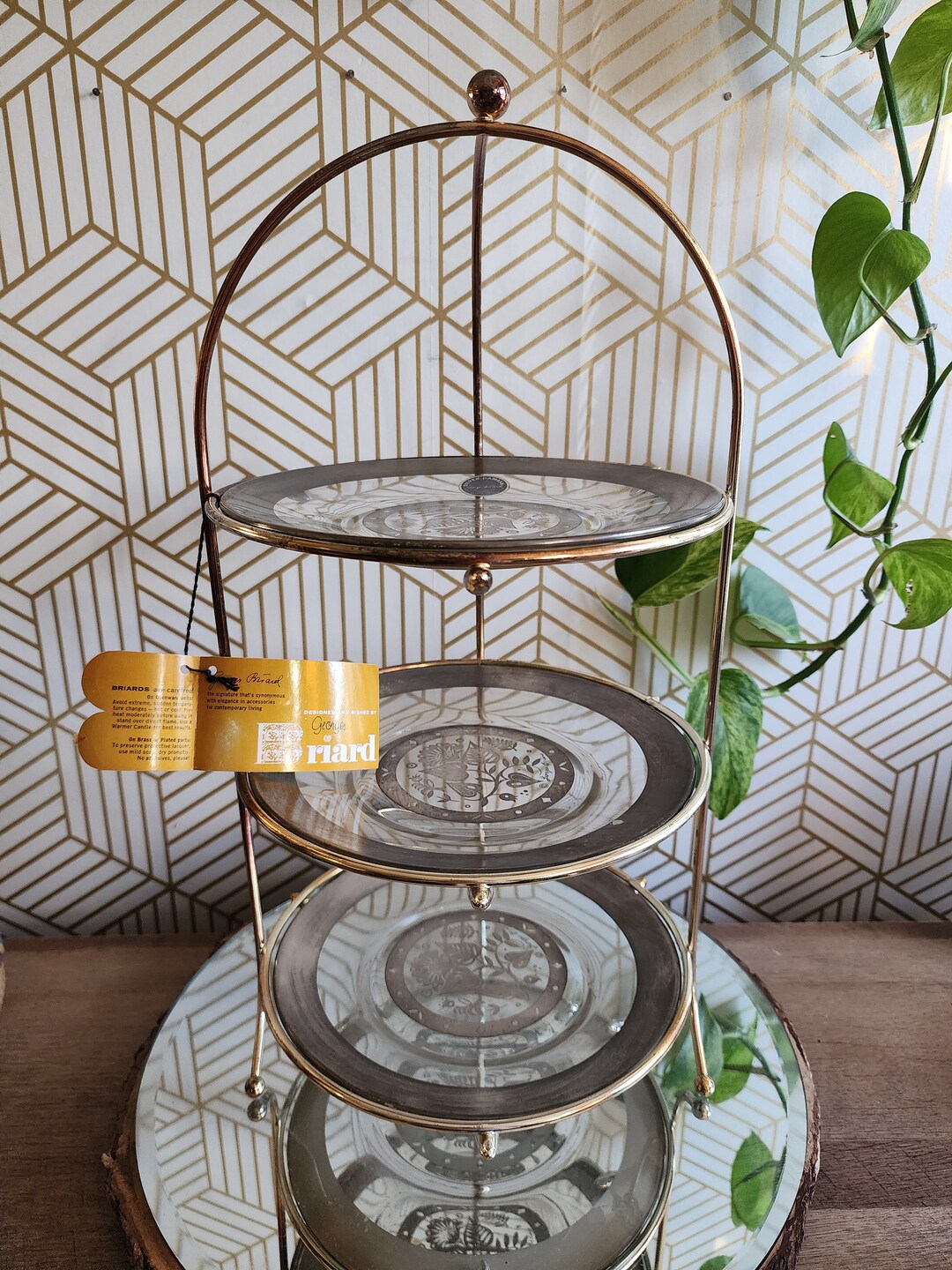 Rare Mid-century Georges Briard 3 Tier Serving Stand Damask Pattern - Etsy