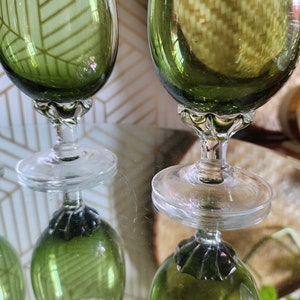 Vintage Sasaki Stemware Green Crystal Mid-century Stemware Twisted Stem ...