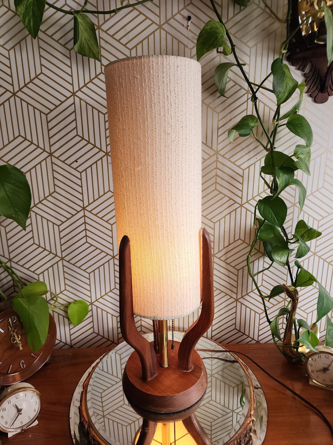 Midcentury David Shreve Sculpted Walnut Table Lamp for V.H. Woolums - Etsy