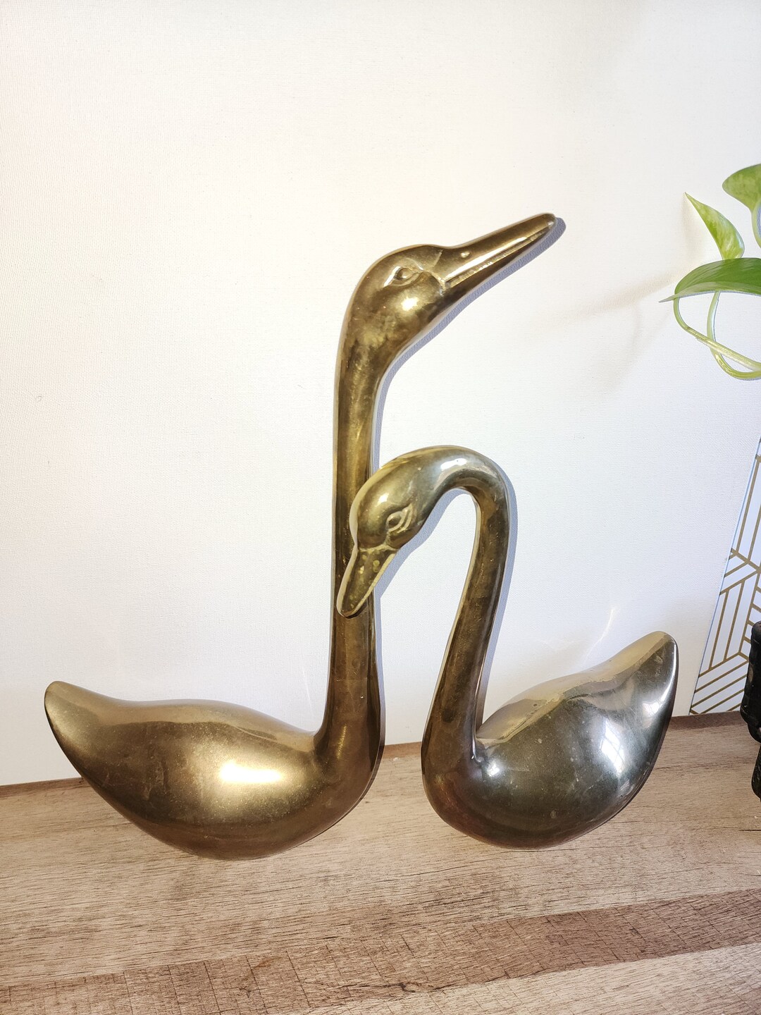 Vintage Large Brass Swans 16 and 12 Inch - Etsy