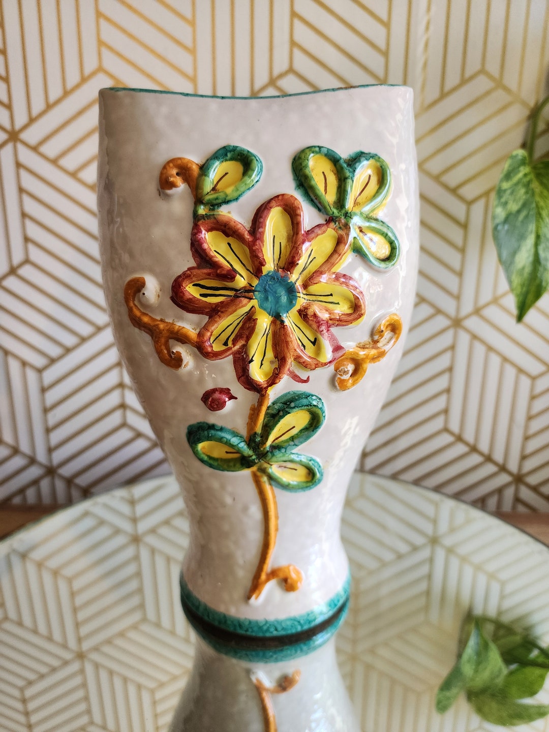 Vintage Guildcraft Made in Italy Handmade Flower Vase 8.5" Tall - Etsy