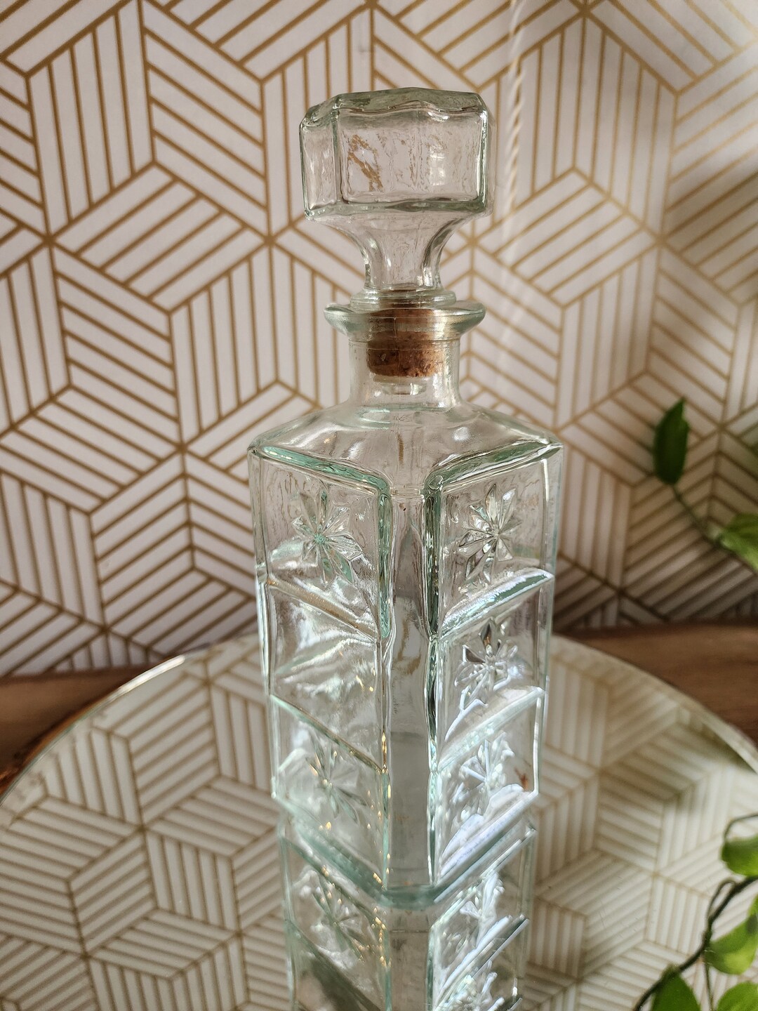 Vintage Hiram Walker Bourbon Whiskey Liquor Bottle MCM Starburst Atomic ...