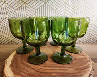 Bartlett Collins Vintage Thumbprint Goblets, Set of 8 12-0z Stemmed ...
