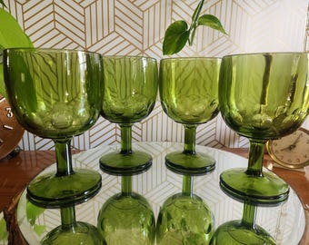 Bartlett Collins Vintage Thumbprint Goblets, Set of 8 12-0z Stemmed ...