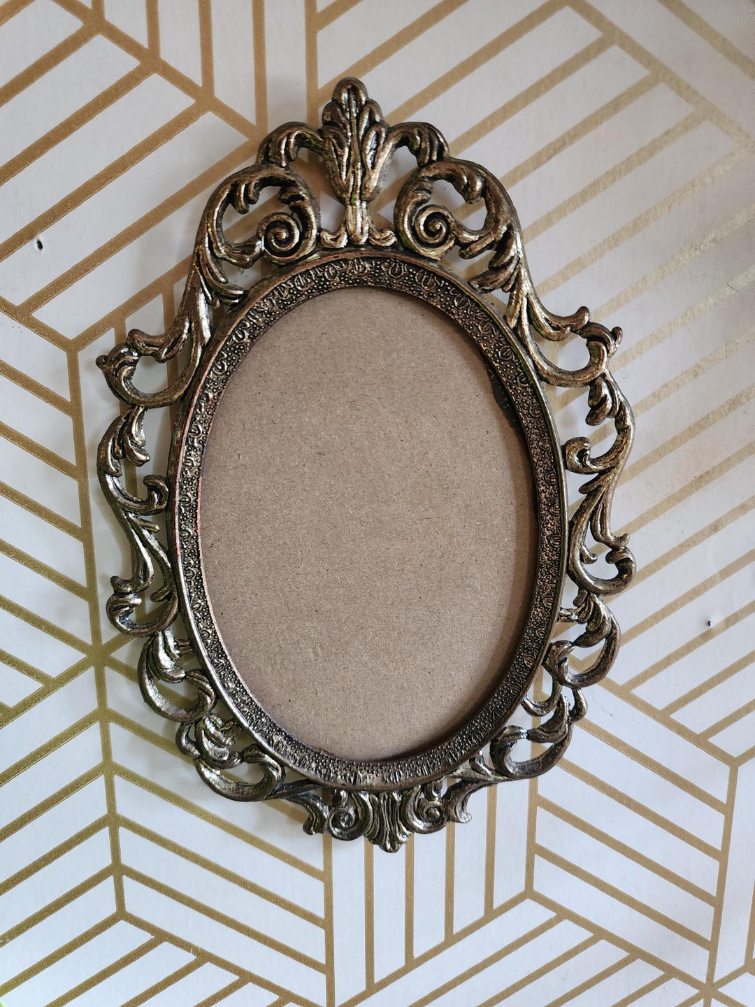 Vintage Italian Brass Oval Frame - Etsy