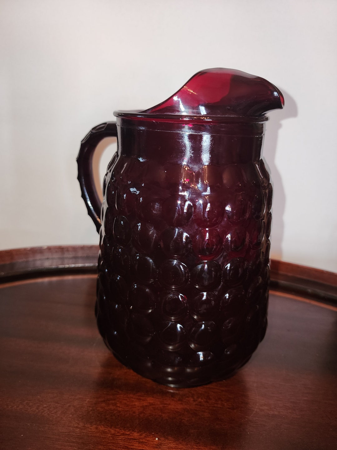 Anchor Hocking Ruby Red Bubble Glass Pitcher - Etsy