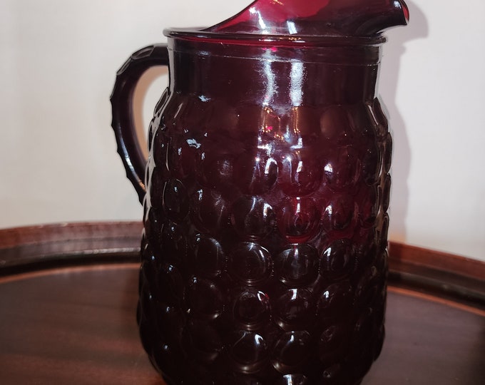 Anchor Hocking Ruby Red Bubble Glass Pitcher - Etsy