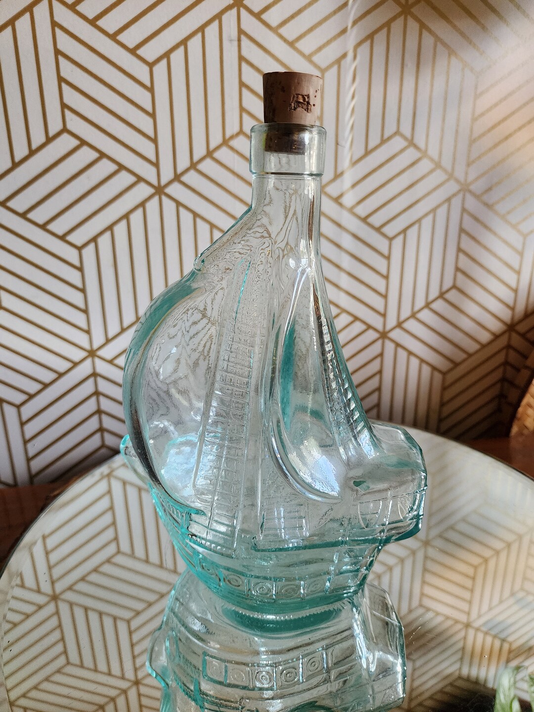 Vintage Italian VE Glass Ship Bottle Liquor Decanter, Unique ...