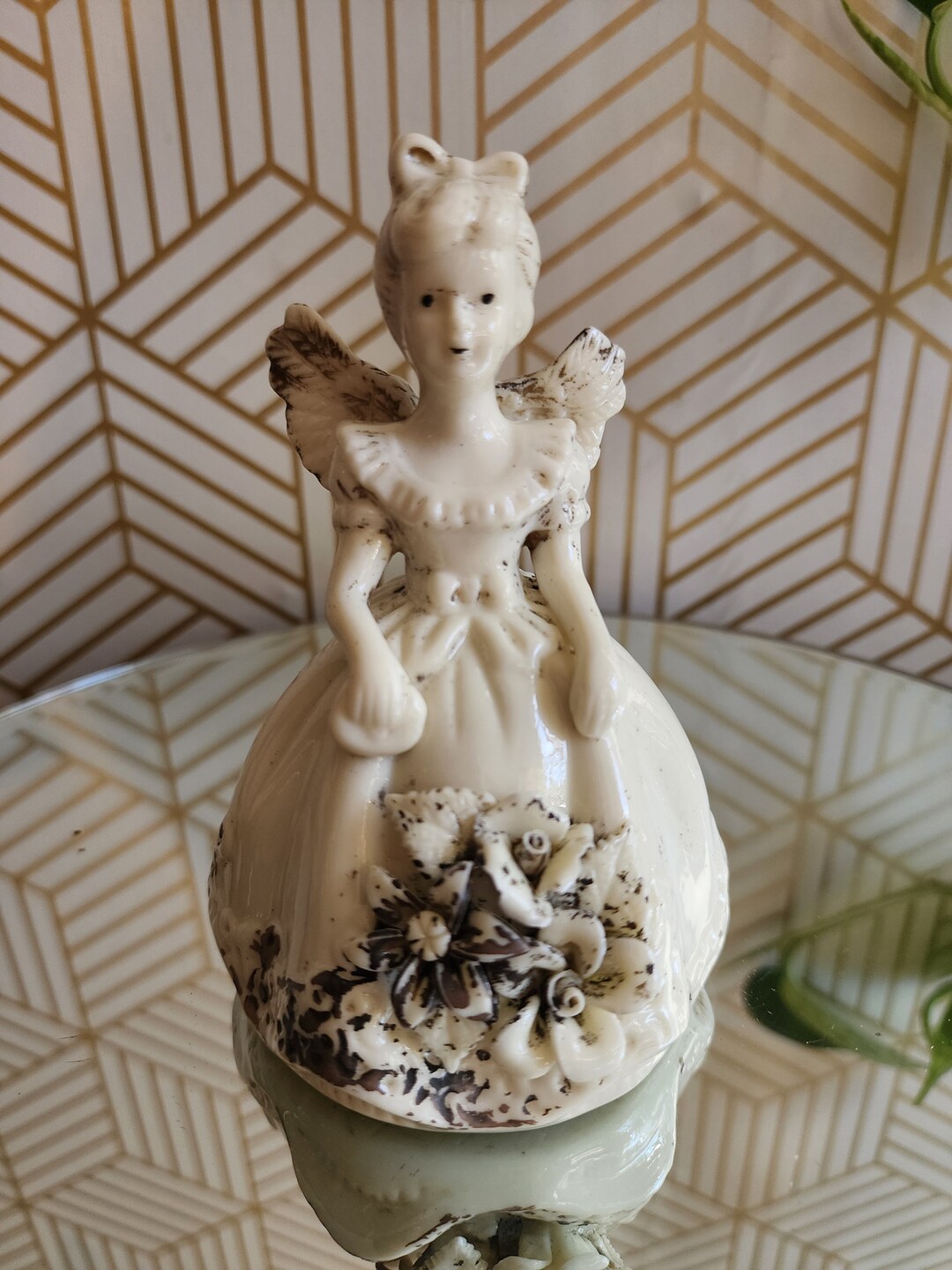 Vintage Porcelain Angel Bell Statue Figurine - Etsy