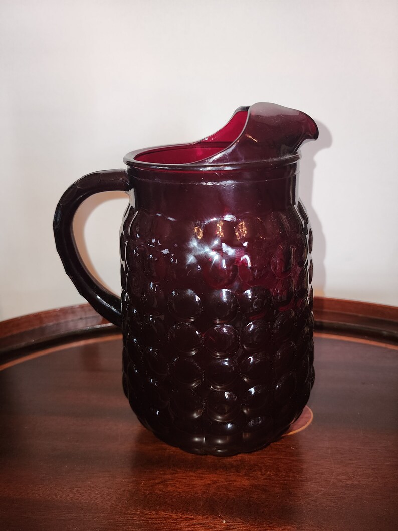 Anchor Hocking Ruby Red Bubble Glass Pitcher - Etsy