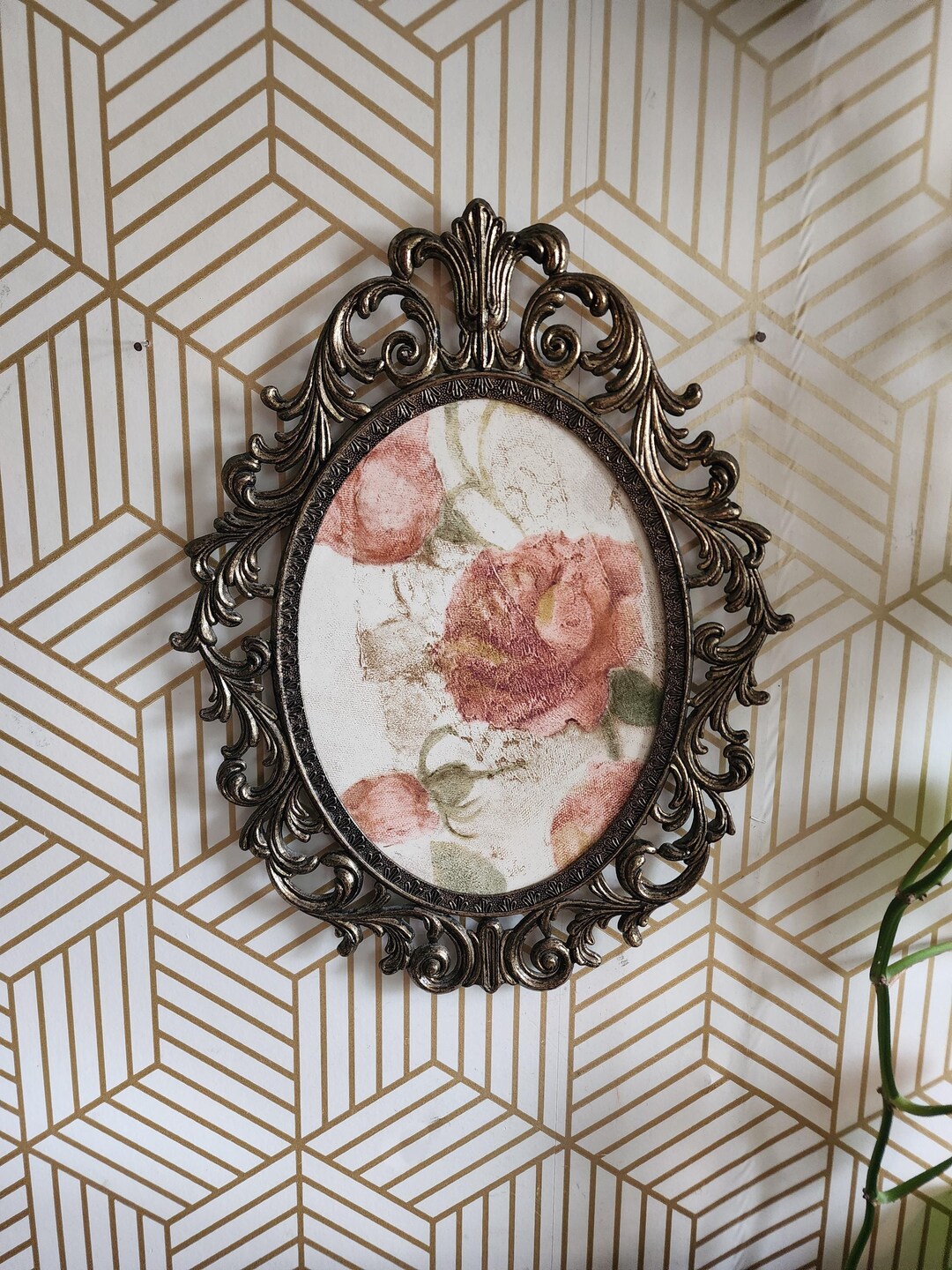 Vintage Italian Brass Oval Frame - Etsy