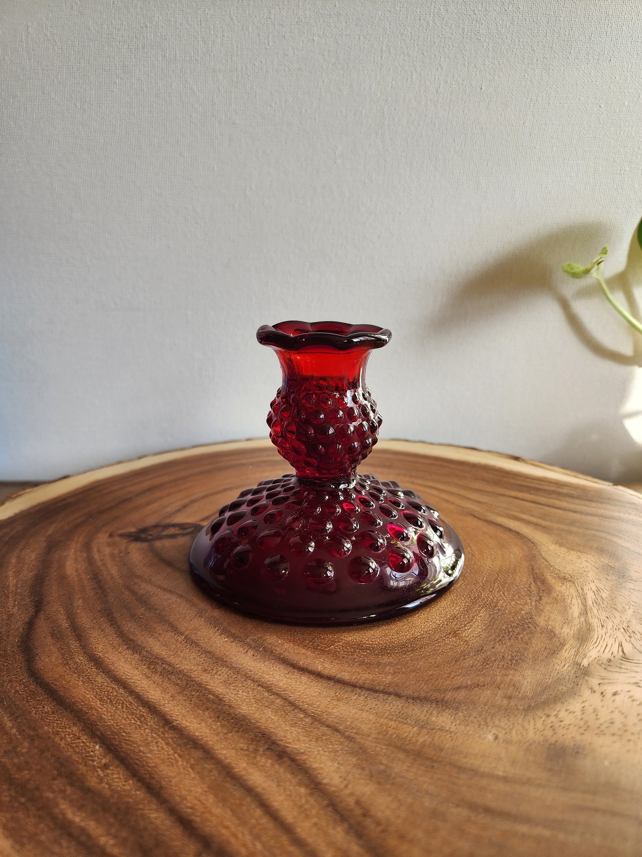 Vintage Fenton Ruby Red Amberina Hobnail Taper Candlestick - Etsy