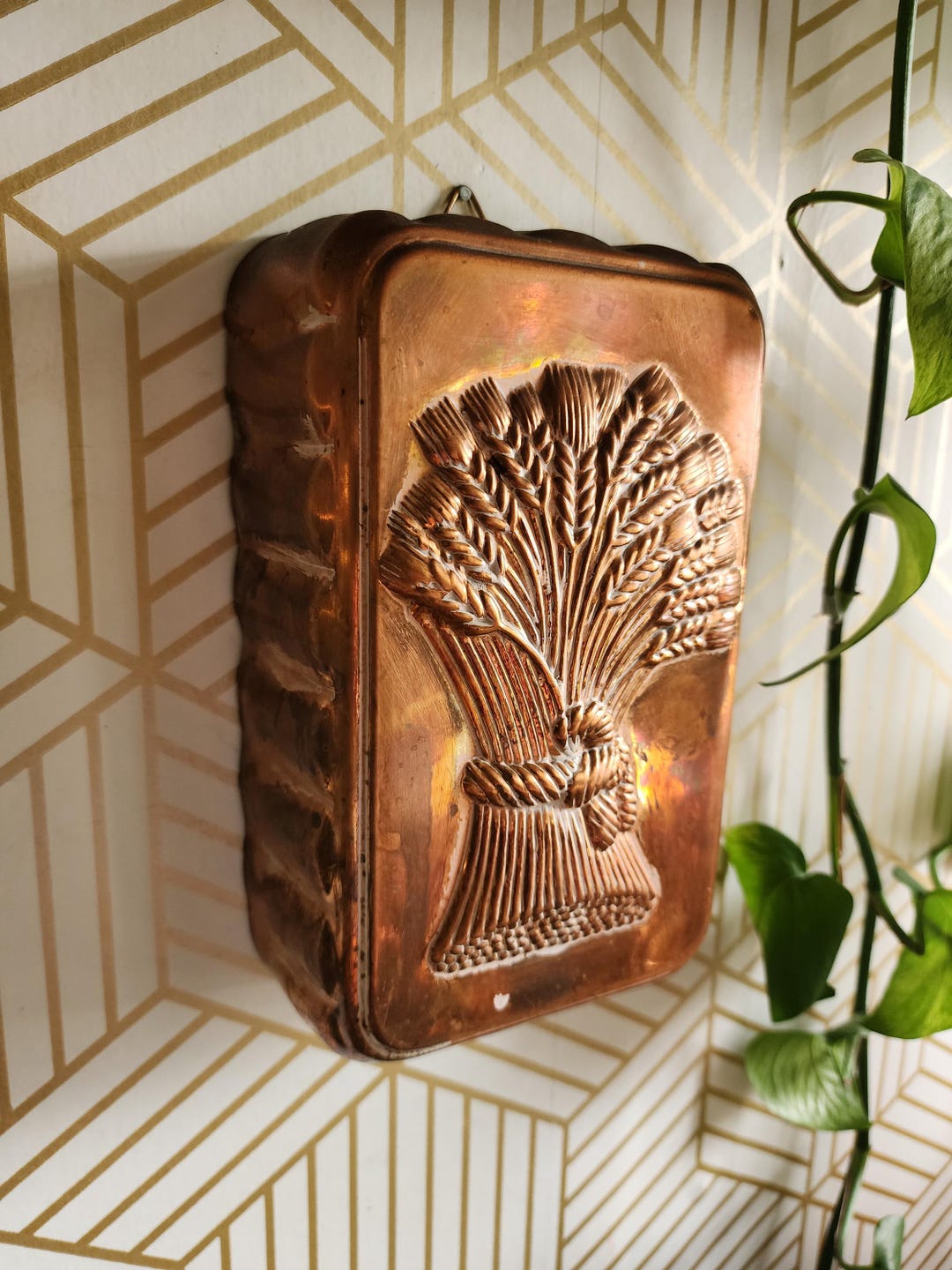 Vintage Copper Jelly Mold/bread Pan Copper Wheat Harvest Design Mold ...