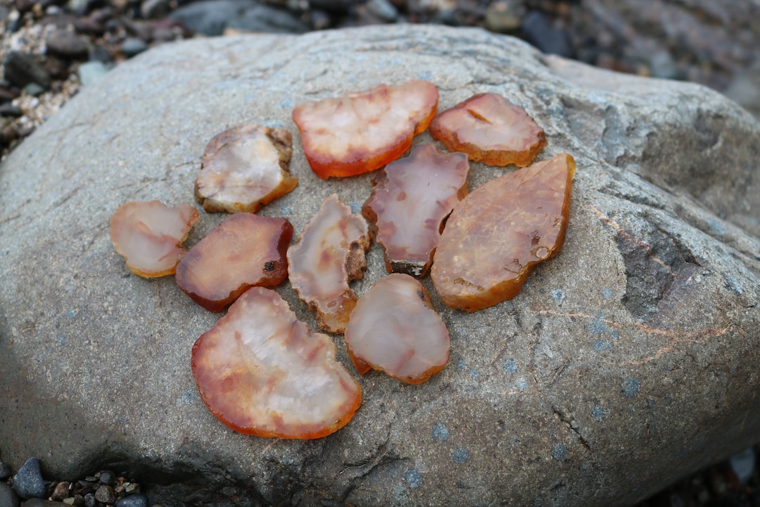 10 Piece Rock Slab Lot - Washington Carnelian Banded Agates Tumbling ...