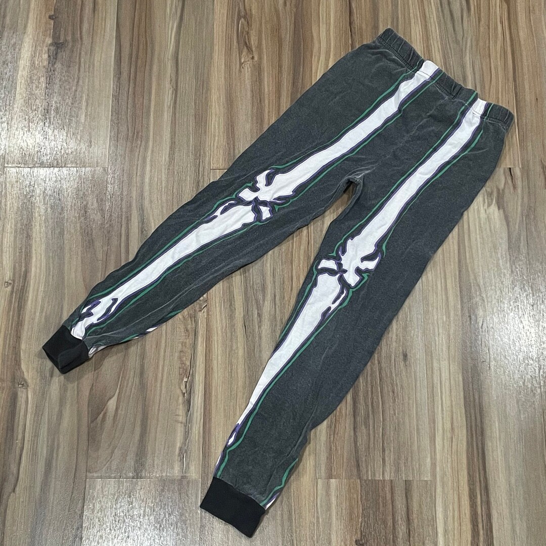 Large 8-10 Vintage 90s Kids Spooky Leg Bones Cotton Pants Black White ...