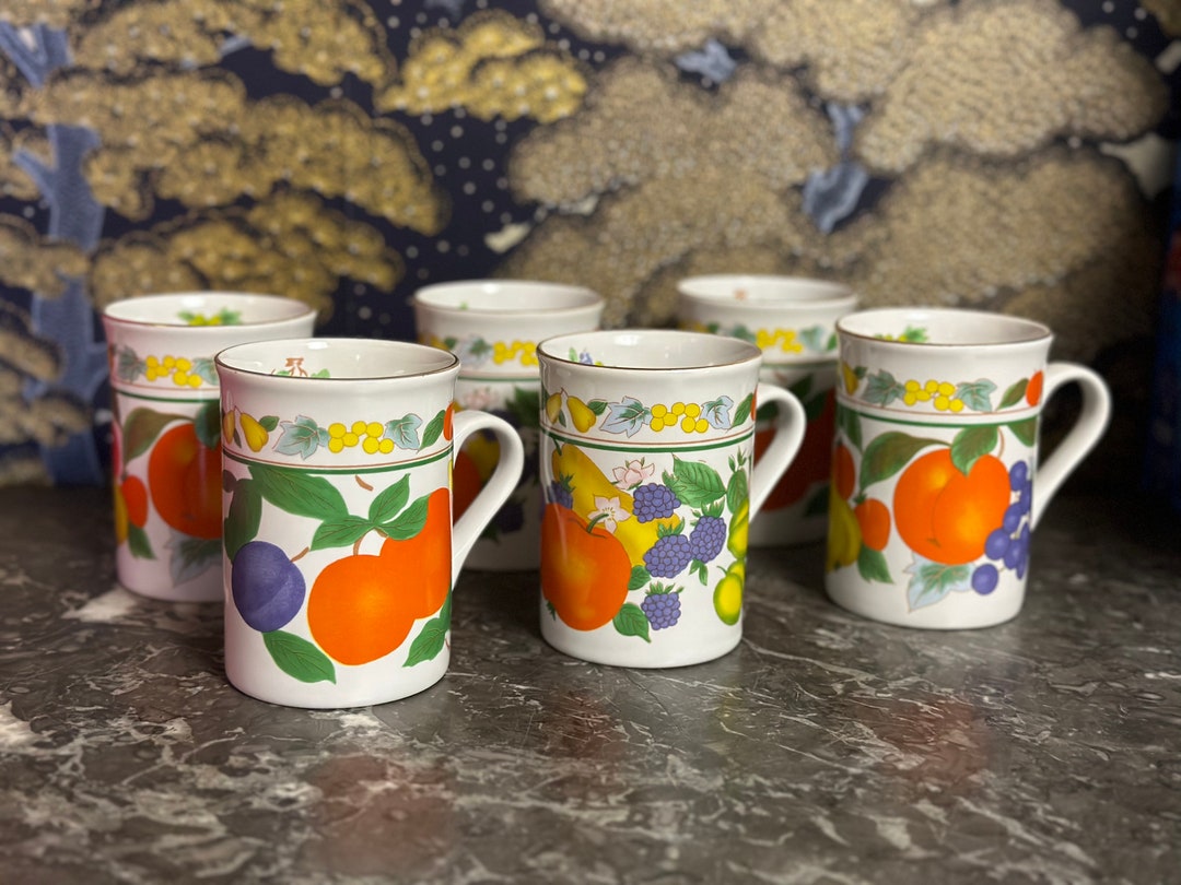 Set of Six Vintage Italian Porcelain Cups / Mugs, 1980s, Gift Idea ...