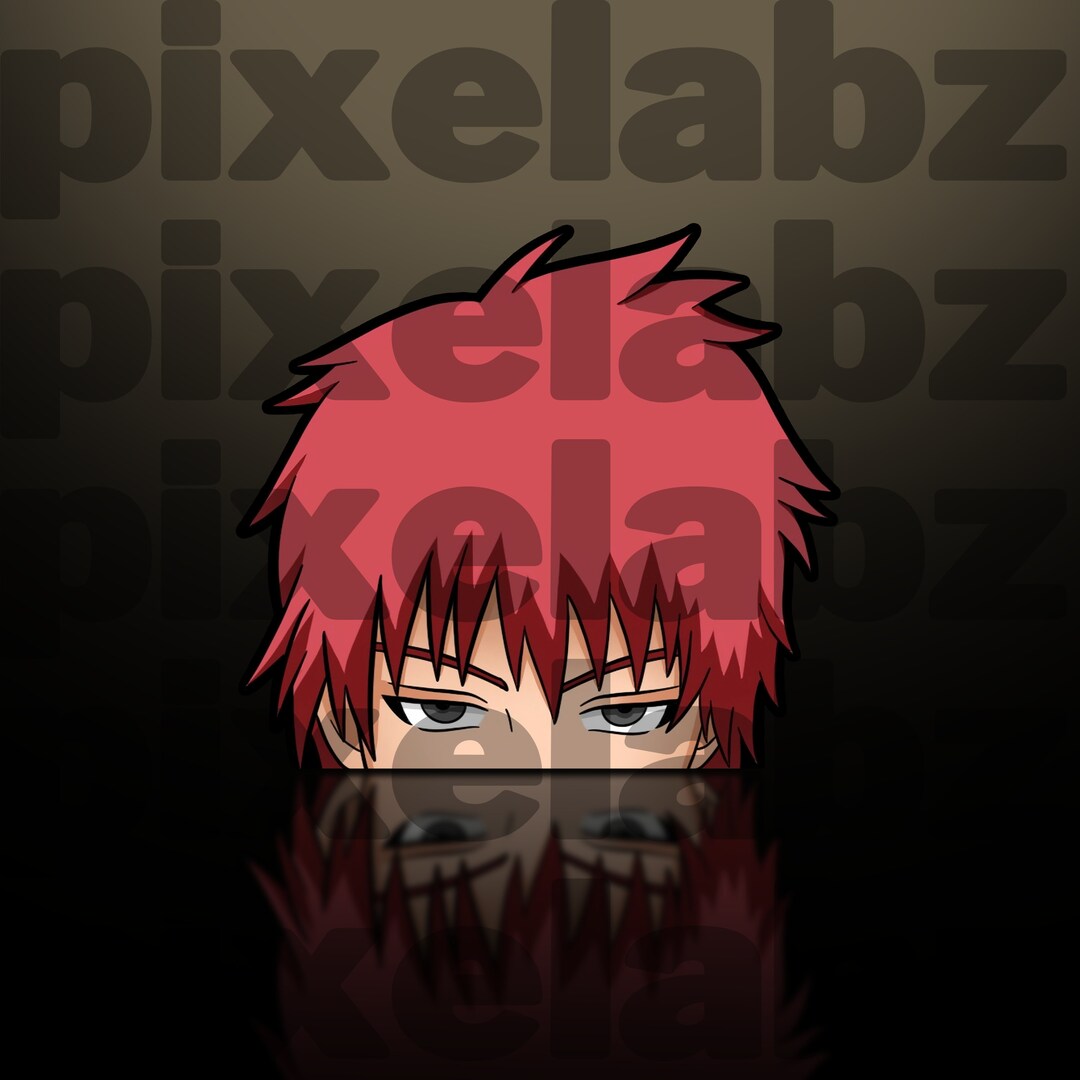 Red Haired Puppet Boy Anime Holographic Peeker Sticker - Etsy