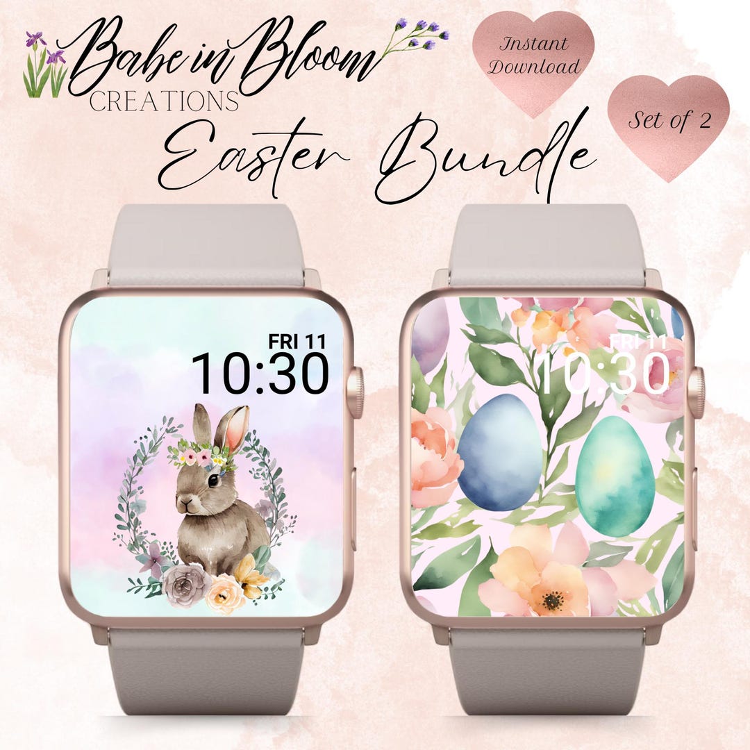 Set of 2 Easter Apple Watch Wallpaper, Easter Apple Watch Face, Easter ...