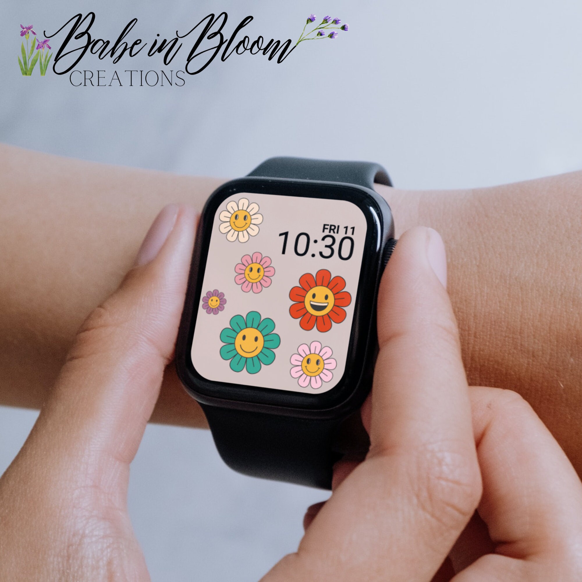 Set of 3 Retro Apple Watch Wallpapers, Retro Apple Watch Face, Groovy ...